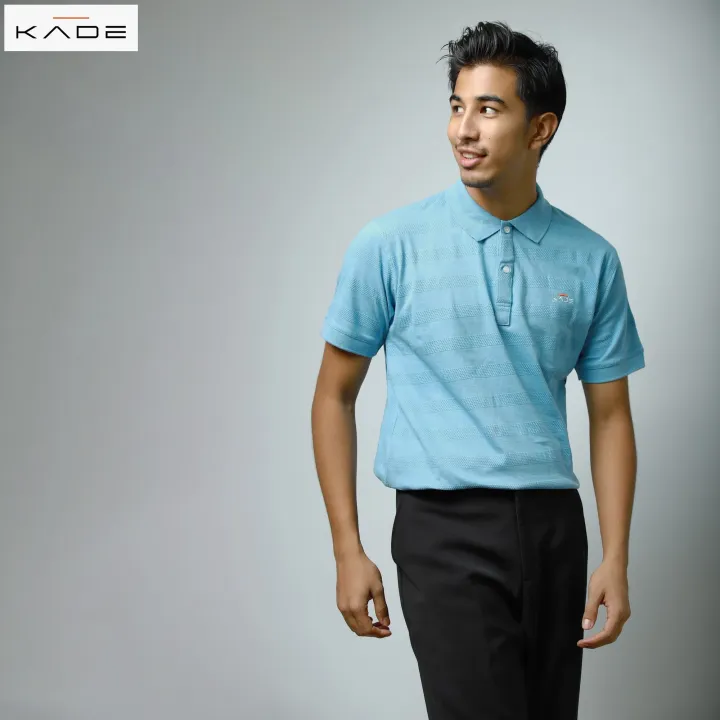 KADE Light Blue Textured Polo Shirt For Men | Daraz.com.np