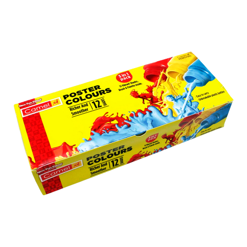 Camel Poster Colours with Brush and Palette- 12 Shades - 3 in 1 Pack ...