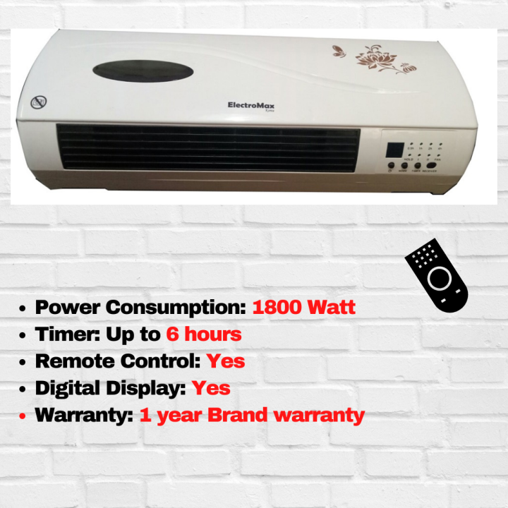 Electromax Korea EMX-908 PTC Wall Heater with Remote & Timer - 1800 ...