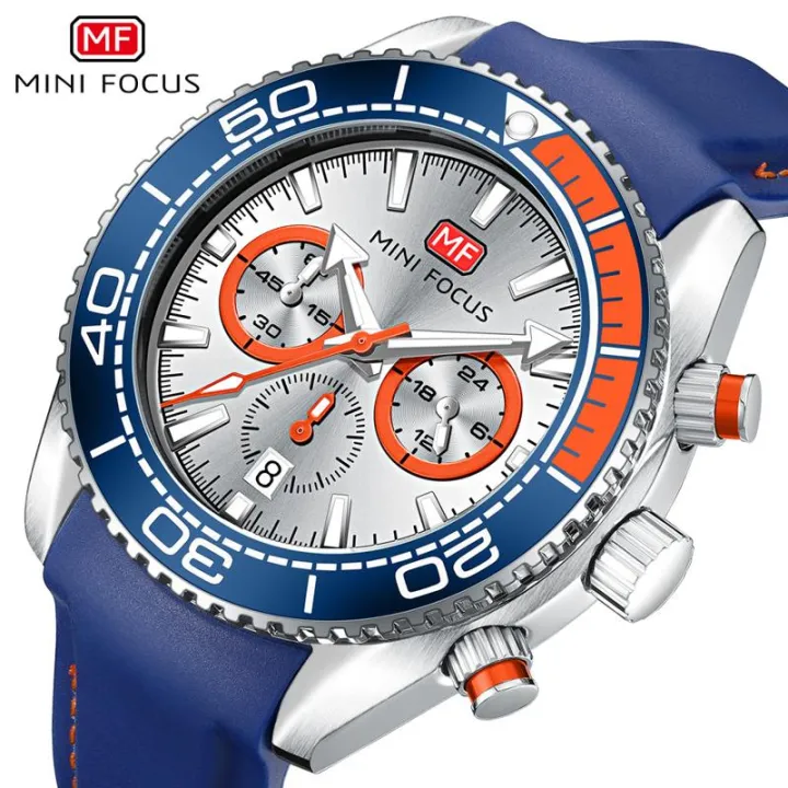 MINI FOCUS Watch Racing Sport Men's Watch Waterproof Ratchet Ring Multi ...