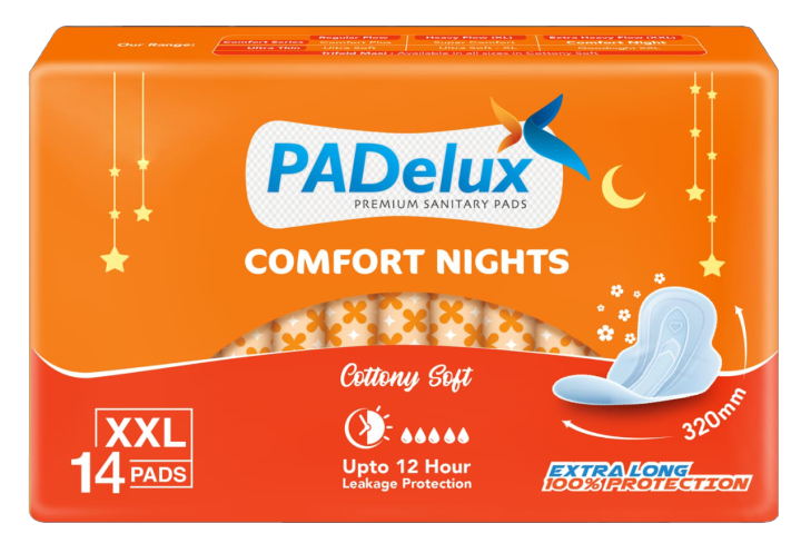 PADelux Sanitary Pads Comfort Nights XXL (Pack of 1) 14 Pads Soft and ...
