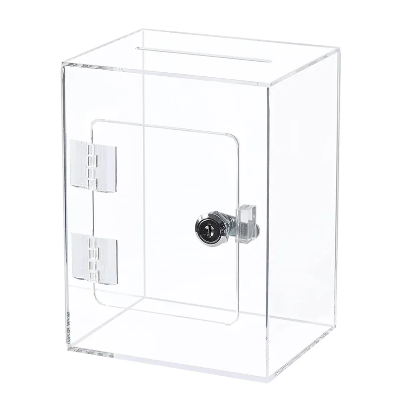 Acrylic Donation Ballot Box- Tip Jar for Money with Lock Key Suggestion ...