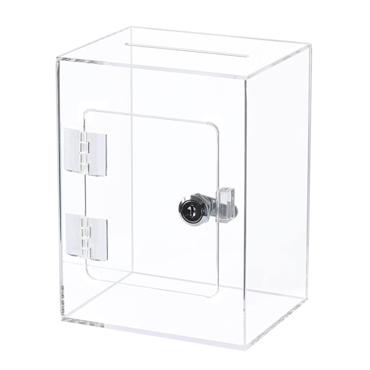Acrylic Donation Ballot Box- Tip Jar for Money with Lock Key Suggestion ...