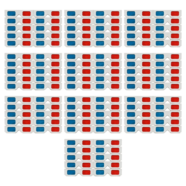 3D Glasses, 100 Pairs Red and Blue Paper Stereo Lenses for Set Anaglyph ...