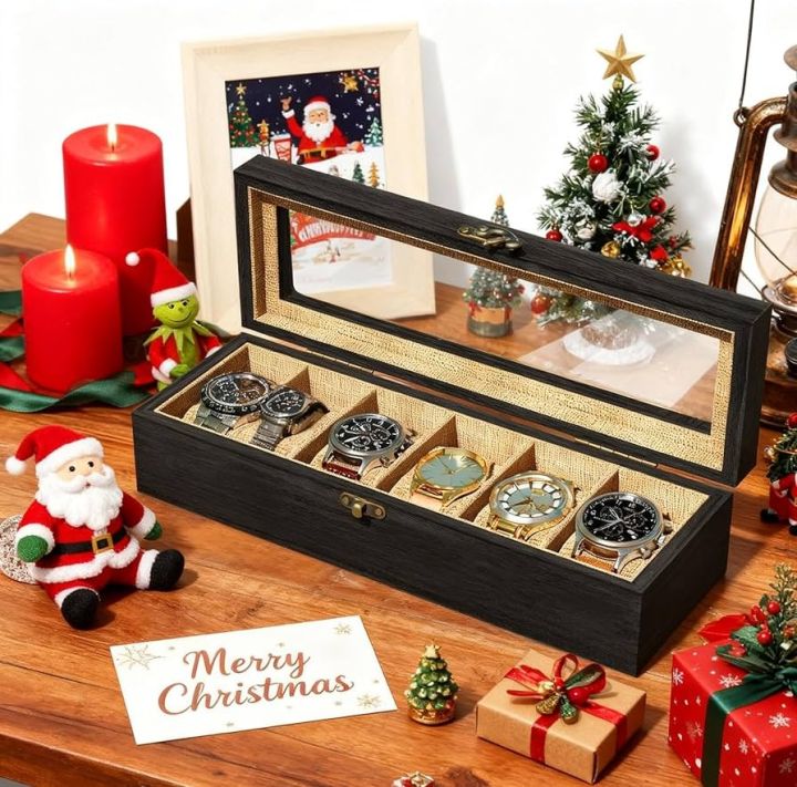 Pu Leather 6 Slot Watch Box Portable Clock Box Storage Organizer ...