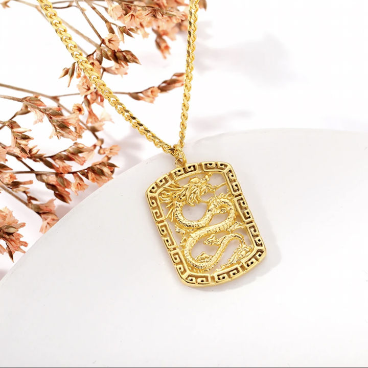 Gold Plated Panchadhatu Chain With Golden Dragon Locket For Men And ...