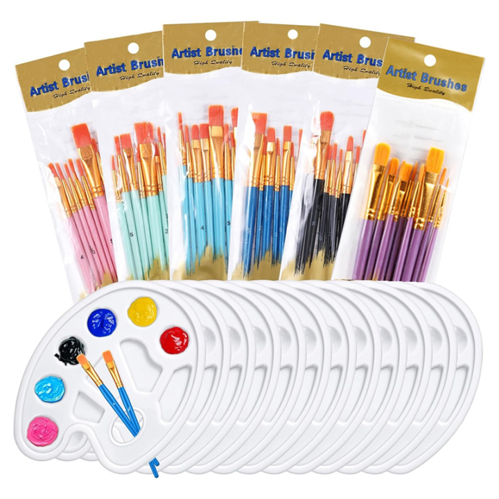 Artist'S 72 Piece Paint Brush Set with 12 Palette Trays - Ideal for ...