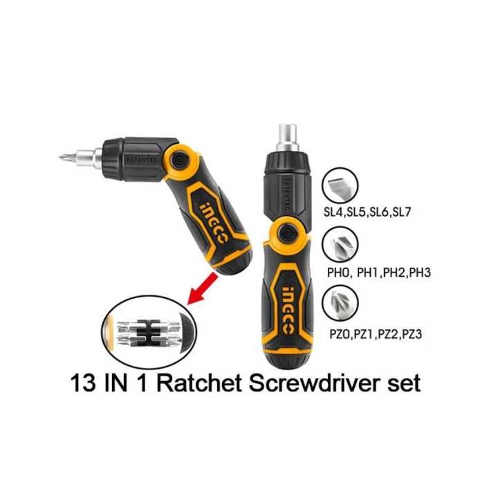 INGCO 13 in 1 Ratchet Screwdriver Set Multifunctional Folding Handle ...