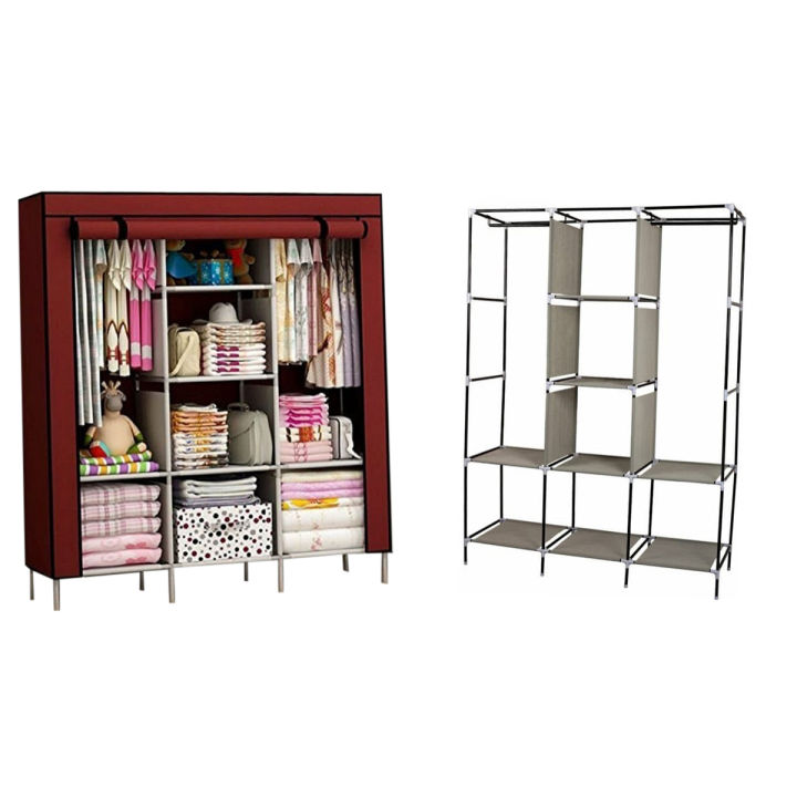 Folding Wardrobe Storage Rack Collapsible Clothes Fabric Cloth Storage ...