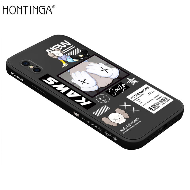 Hontinga for iPhone XS MAX Back Cover Fashion KAWS Side Design Soft Liquid Silicone Phone Case ...