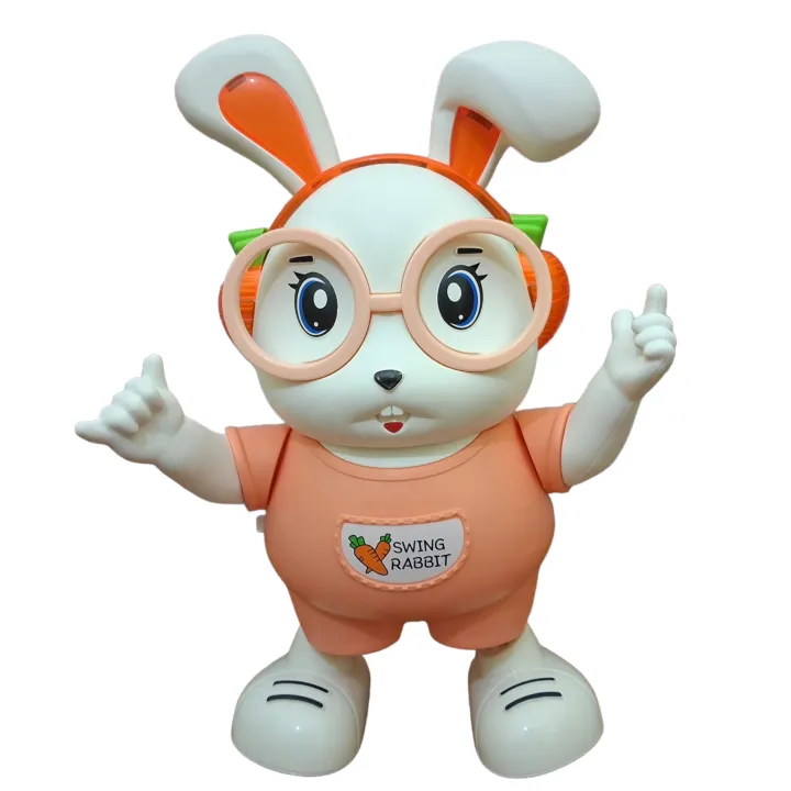 Battery-Operated Dancing Swing Rabbit Toy with Music, Lights, Bump & Go ...