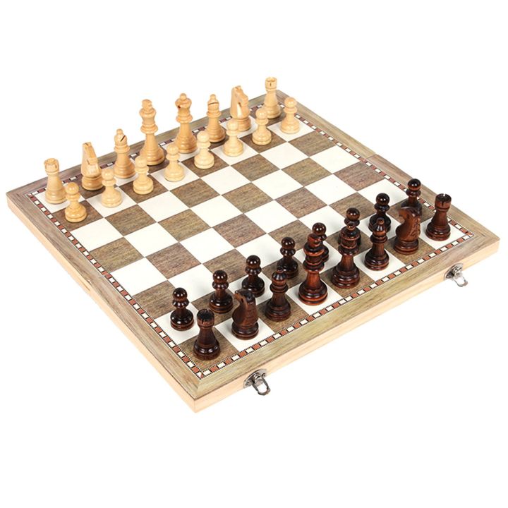 3 in 1 Wooden Chess and Checkers Set Magnetic Chess Board Set | Daraz ...