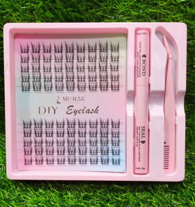 IY Lashes Extension Kit Individual Eyelash Kit Lash Clusters with Bond ...