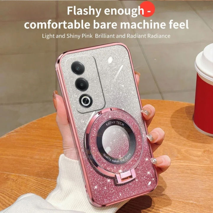 Luxury Glitter Magnetic Holder Phone Case For OPPO A80 A3X A3 A40 A40M ...