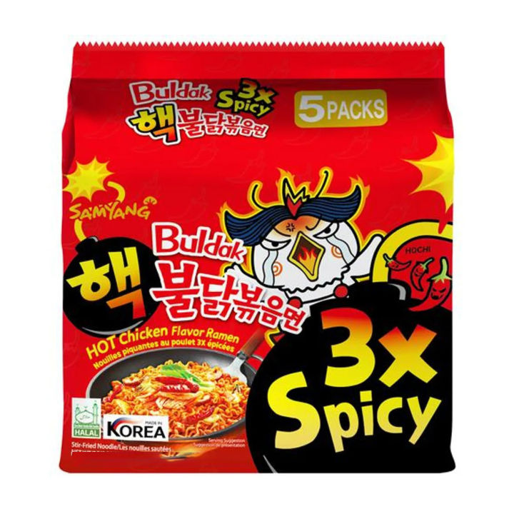 Samyang Buldak 3x Spicy Hot Chicken Flavor | Available in 5 Pack (140g x 5) OR Single Pack (140g ...