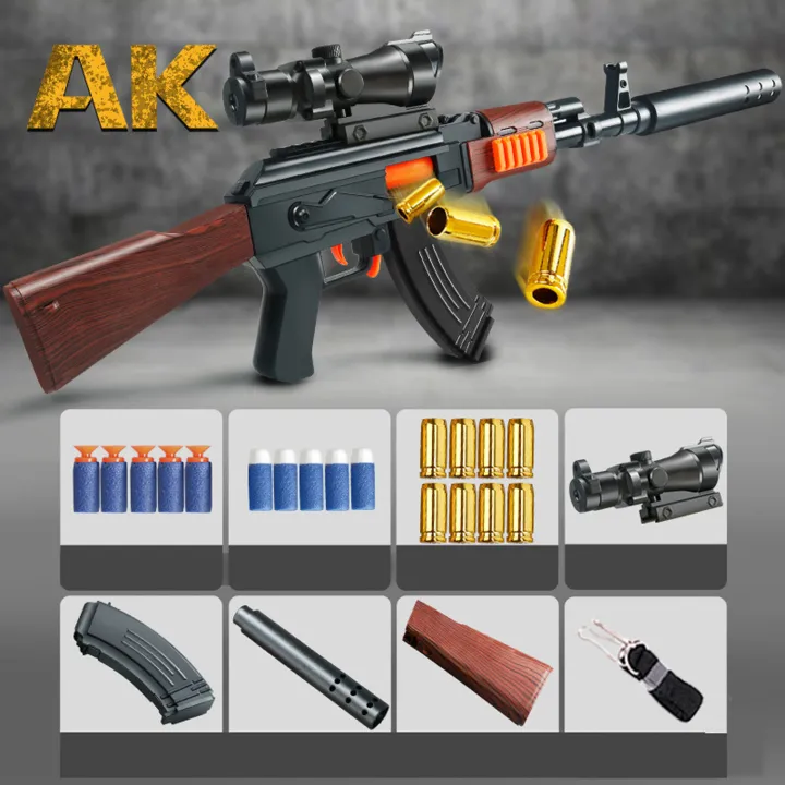 Agaze AK47 Shell Throwing Hand Self Integrated Soft Bullet Nerf Blaster ...