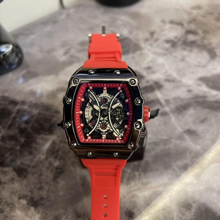 Richard Mille Style Large Dial Red Men's Watch Half Moon Design Men's ...