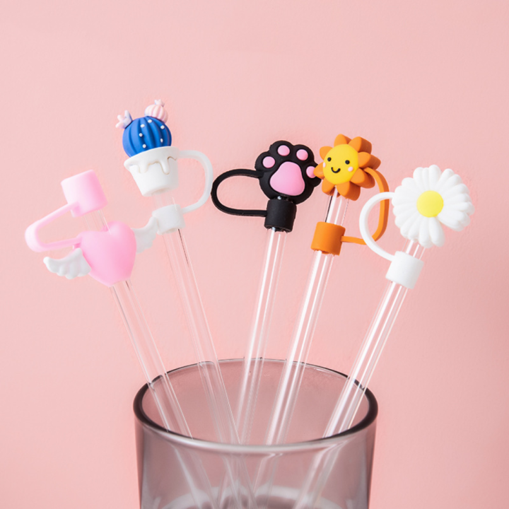 Creative Cartoon Cute Silicone Straw Plug 10mm Reusable Drinking Straw ...