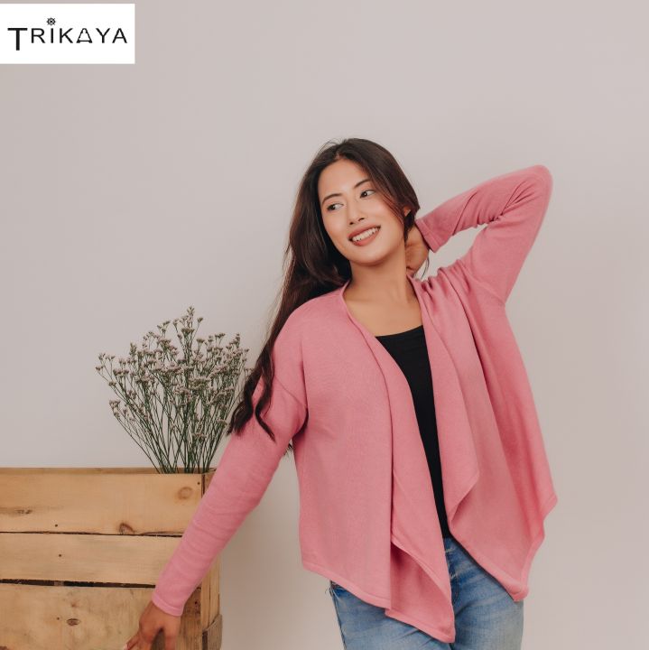 Trikaya Women Short Cotton Outer - Baby Pink | Trikaya Pink Solid Flow ...
