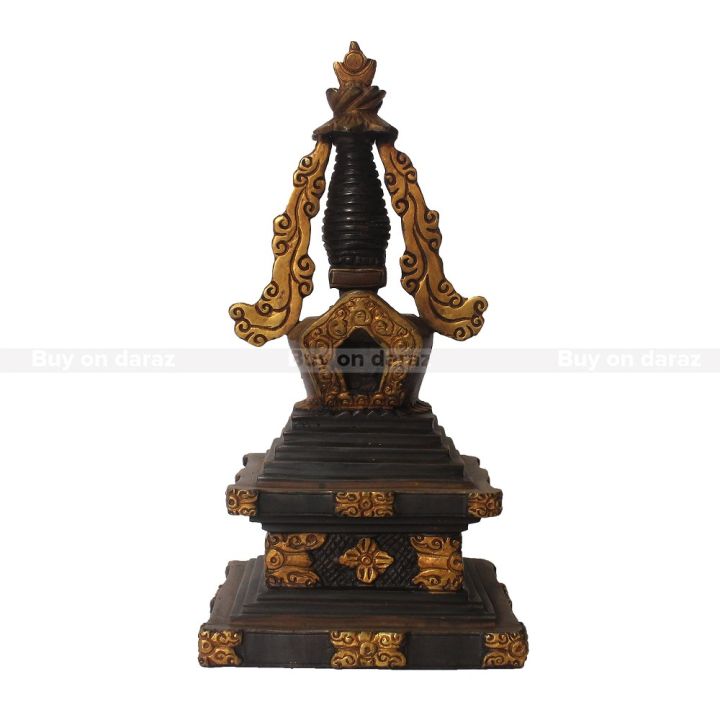 Half gold glided Stupa/Chiba/ Chorten Statue : 9 inch | Daraz.com.np