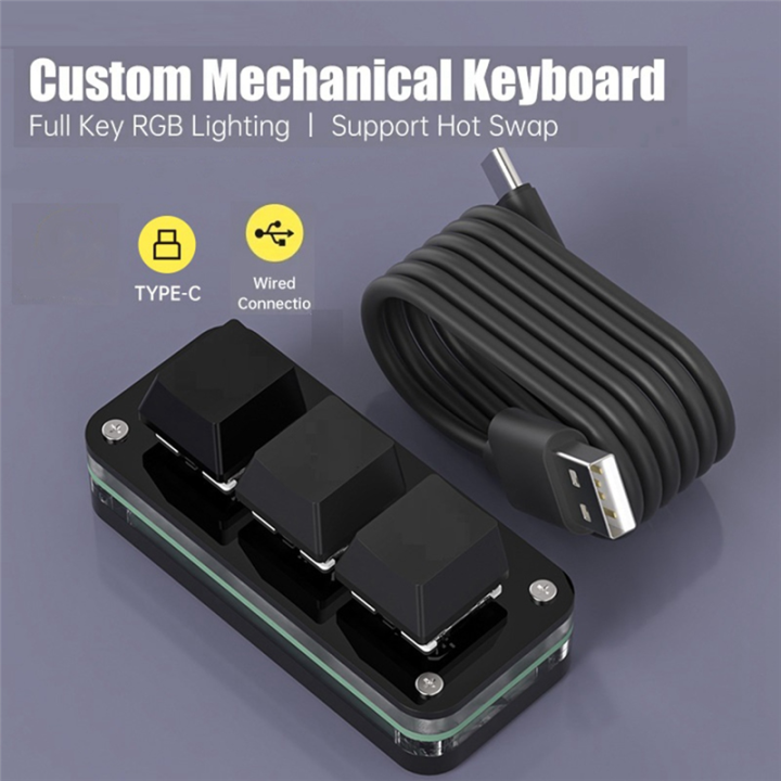 3 Keys Macro Programming Mini Keyboard for Photoshop Gaming Hotswap ...