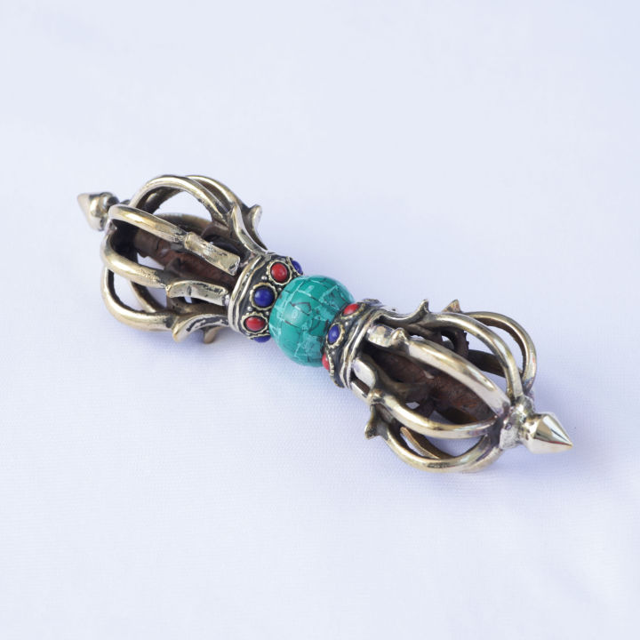 Stone Inlaid Tibetan Brass Vajra /Dorje- Lotus Handicrafts | Daraz.com.np