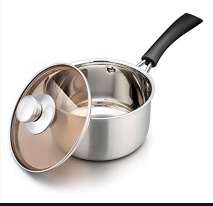 16 Cm Diameter Stainless Steel Saucepan with Glass lid | Daraz.com.np