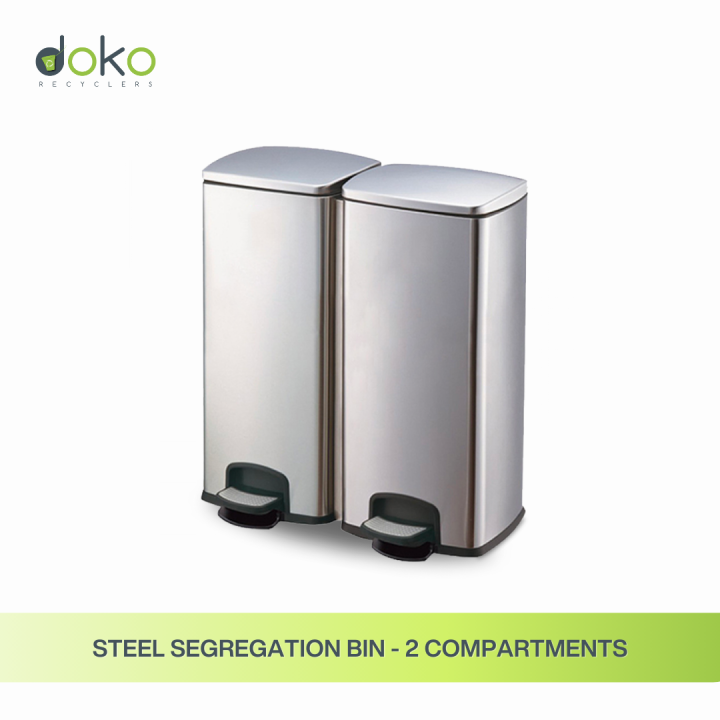 Doko Steel Segregation Bins (2 compartments of 20 L) | Daraz.com.np
