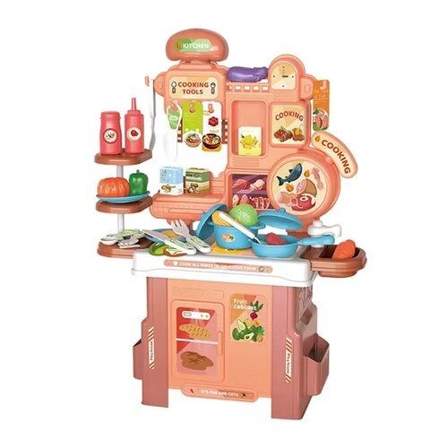 46 PCS Kids Kitchen Counter Set Toy with Tap Water, Stream Feature for ...