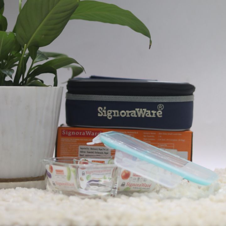 Slim Glass Small Lunch Box with Bag(600ml) Code 1508 | Daraz.com.np