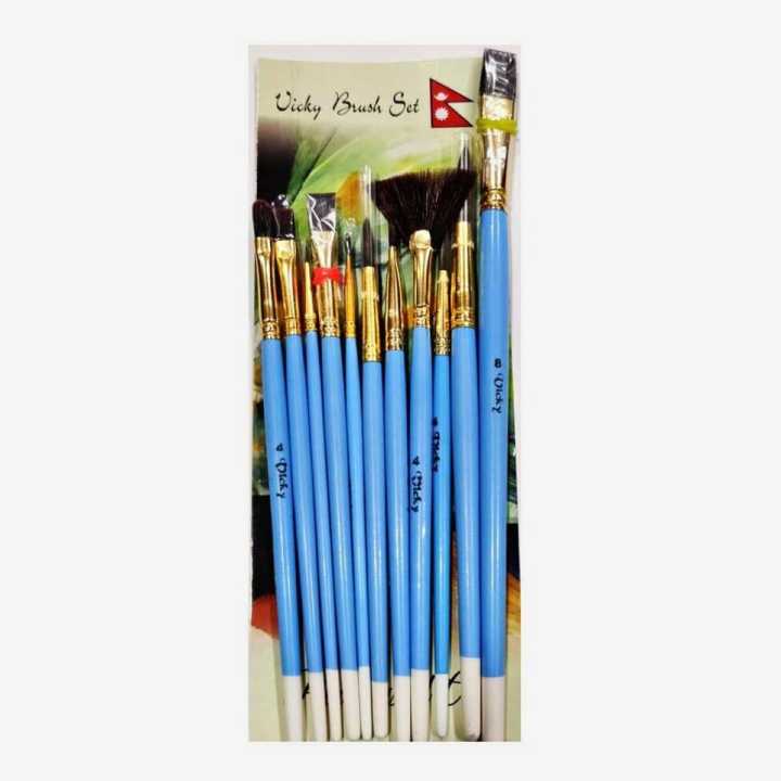 Vicky Artist Paint Brush Set - 11 Brushes Synthetic (Round/ Flat ...