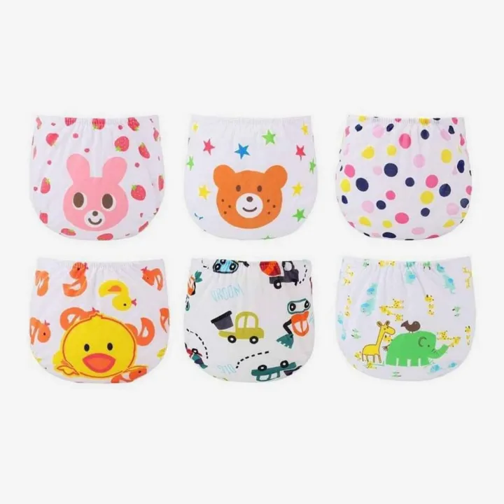 Cute Cartoon Printed Reusable And Adjustable Cloth Diaper -4 Pcs With 4 ...