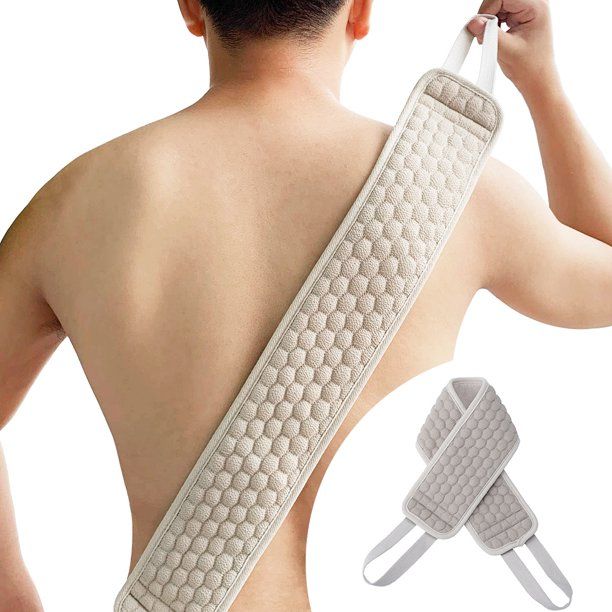 Double-faced Exfoliating Back Strap Shower Loofah Body Scrubber Soft ...