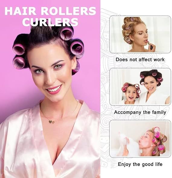 Hair Rollers Set 3 Pcs, Self Grip Hair Curlers, Salon Hair Dressing ...
