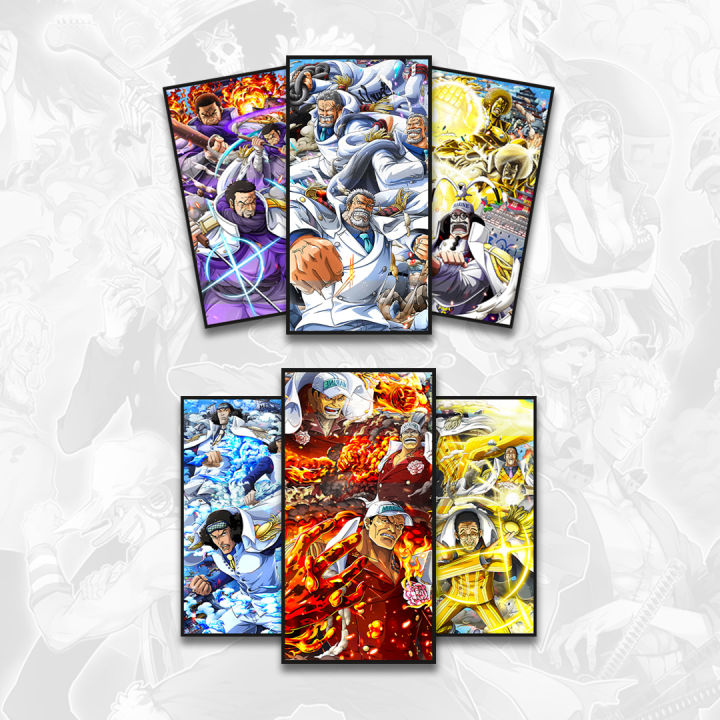One Piece Anime Marine Admirals Collectible Set of 6 Posters Monkey D ...
