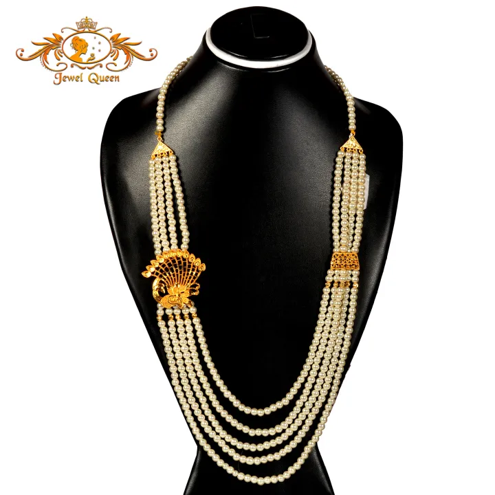 Gold Plated Panchadhatu Moti Chandra Haar For Women- Jewel Queen ...