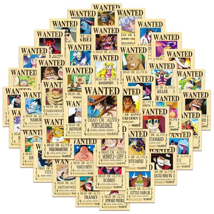 25/50pcs One Piece Wanted Stickers for Scrapbook Journal Diary Laptops ...