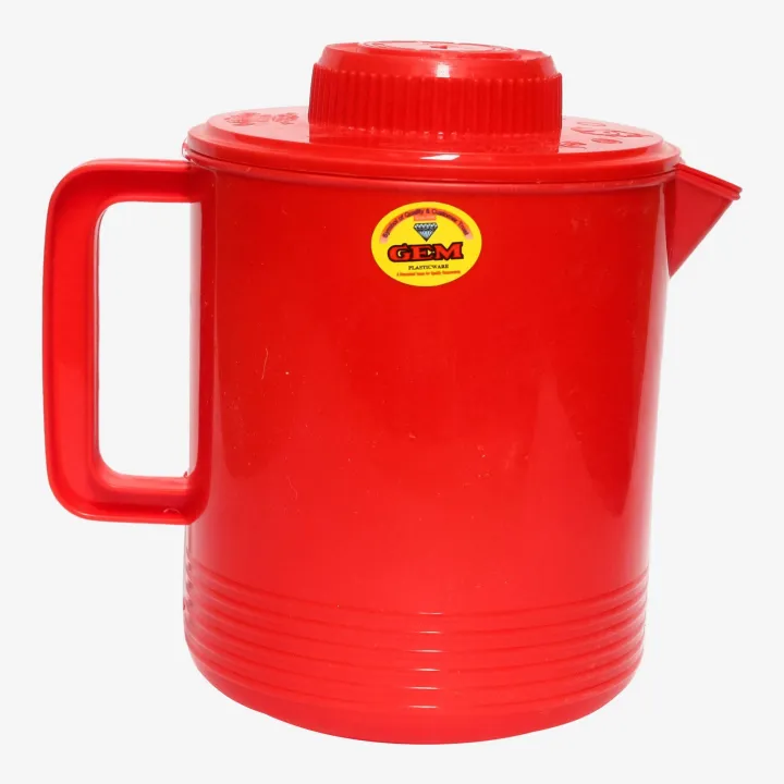Gem Plasticware Red Plain Jug With Lid And Handel (S26) 1L To 2L Water ...