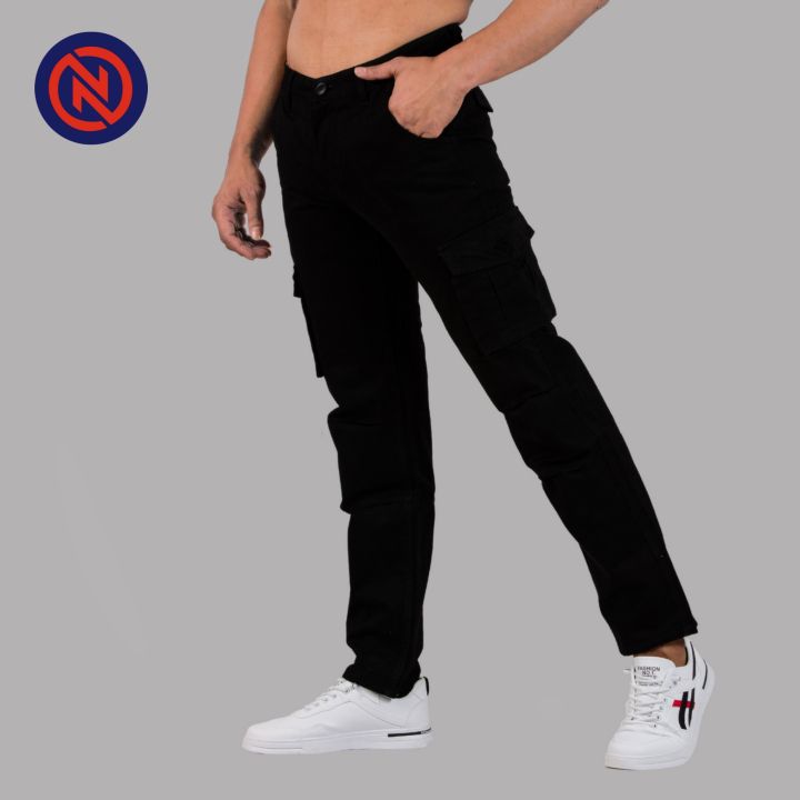 Nepster Black Solid Premium Cotton Cross Cargo Box Pant For Men ...