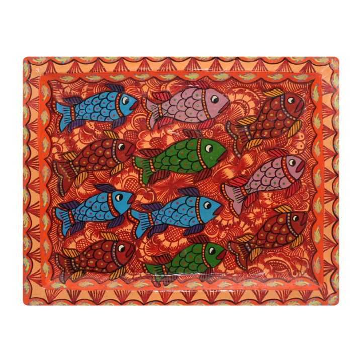 Red Mithila Art Fish Design Tray | Daraz.com.np