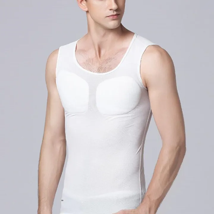 KEBETEME Prayger Muscle Shaper Padded Chest Tops Male Bodybuilding ...