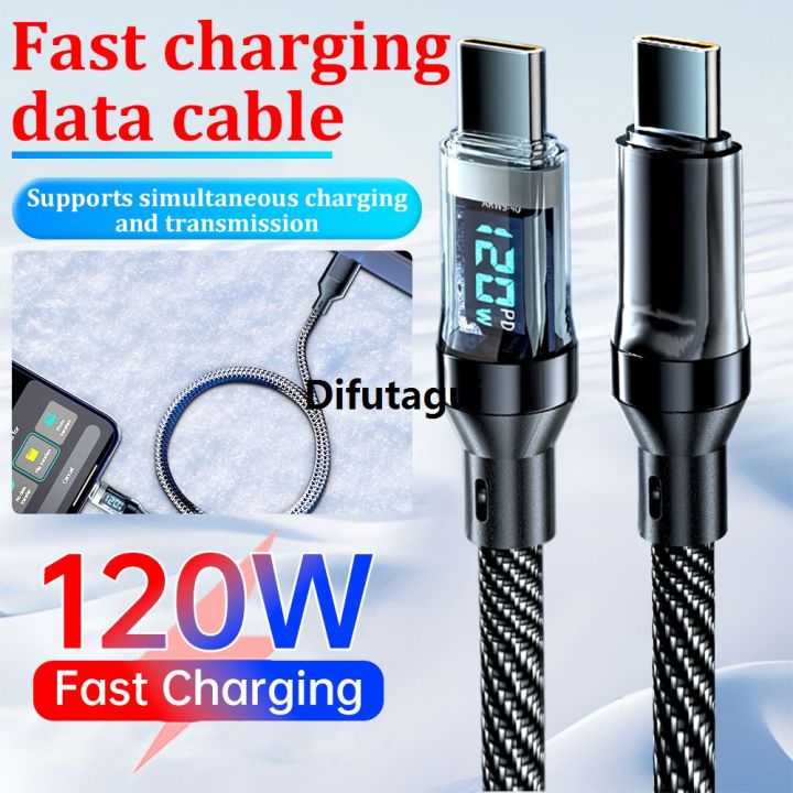 Difutagui 120W Ultra Fast Charging Data Cable Type-C LED Screen, Real ...