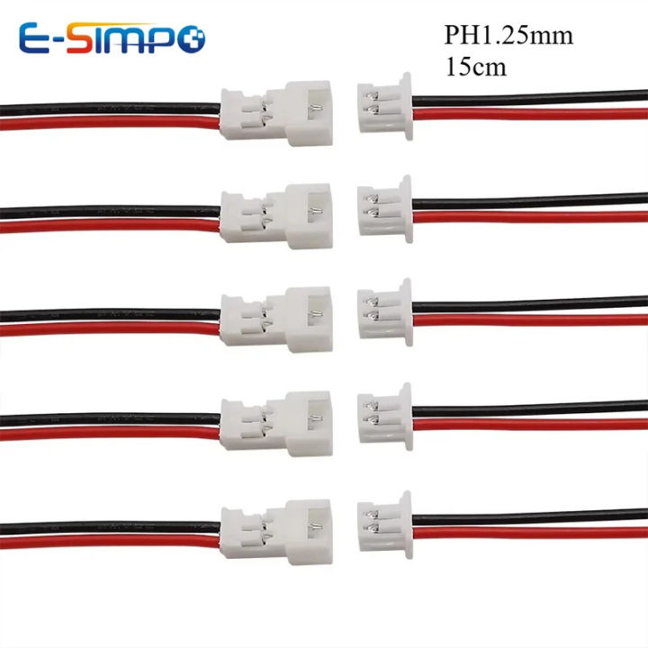 Micro JST1.25 2Pin Wire Connectors Plug Jack Mini JST PH1.25mm 2P Male ...