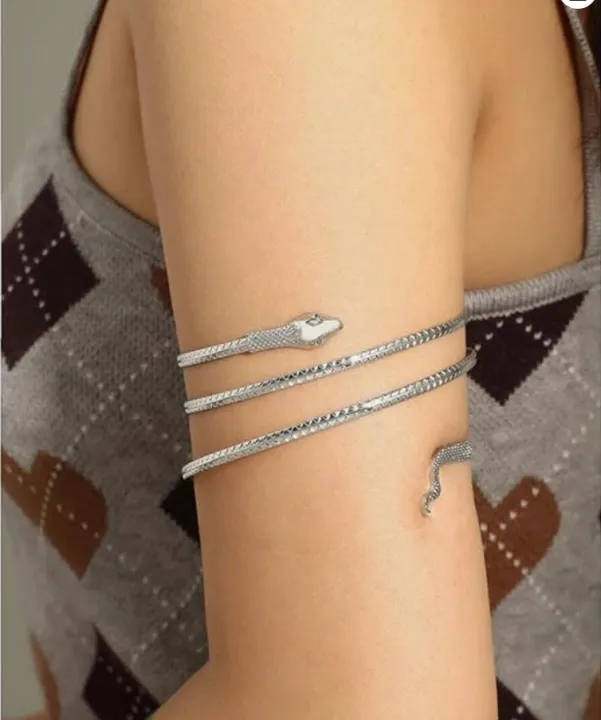 1 Pcs Bold Coiled Snake Bracelet for Women – Gothic Punk Open Bangle Arm Cuff in Gold/Silver ...