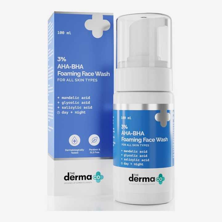 The Derma Co 3% AHA-BHA Foaming Face Wash, Anti Acne Foaming Cleanser ...