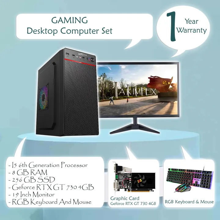 Gaming Desktop Computer Set i5 6th Generation | 8 GB RAM | 256 SSD | 4 ...