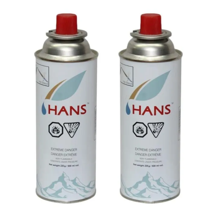 Hans High Pressure Propane/Butane Gas Canister (2 Pieces) - (500Ml ...