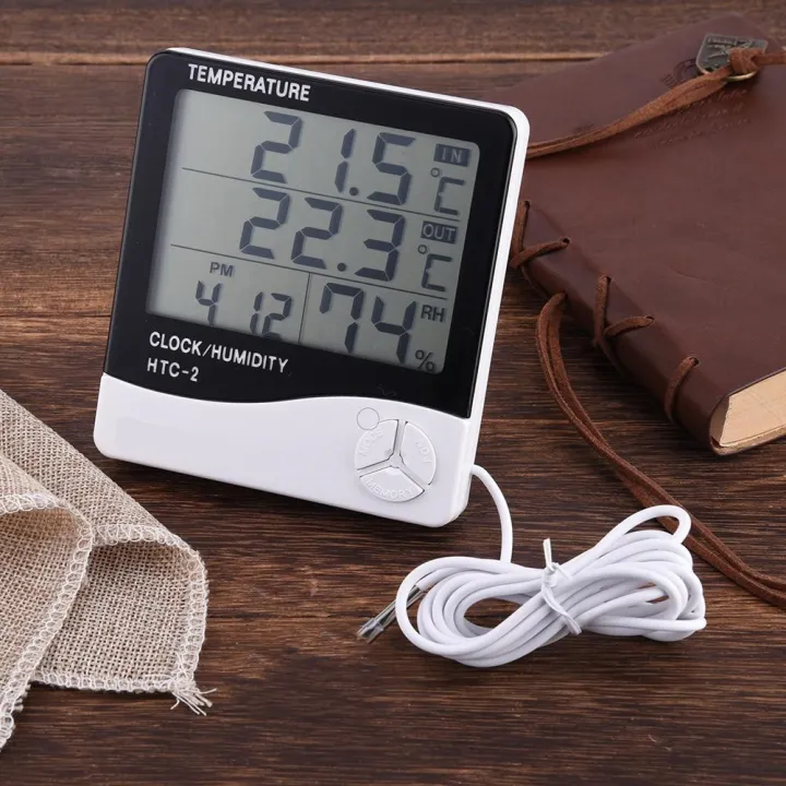 Humidity Clock HTC-2 Digital LCD CF Temperature Humidity Meter Outdoor ...