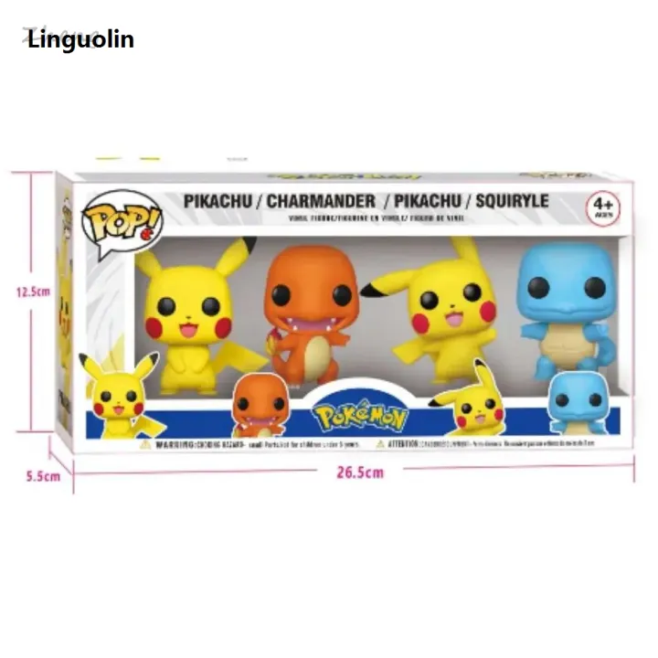 Linguolin HOT 4Pcs funko pop Pokemon Anime Figure Toys Luxury Pikachu ...