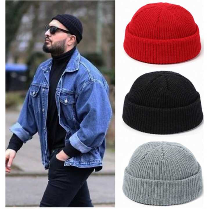 Spunky Add-ons Stylish Short Knit Cuffed Beanie Hat Fisherman For ...
